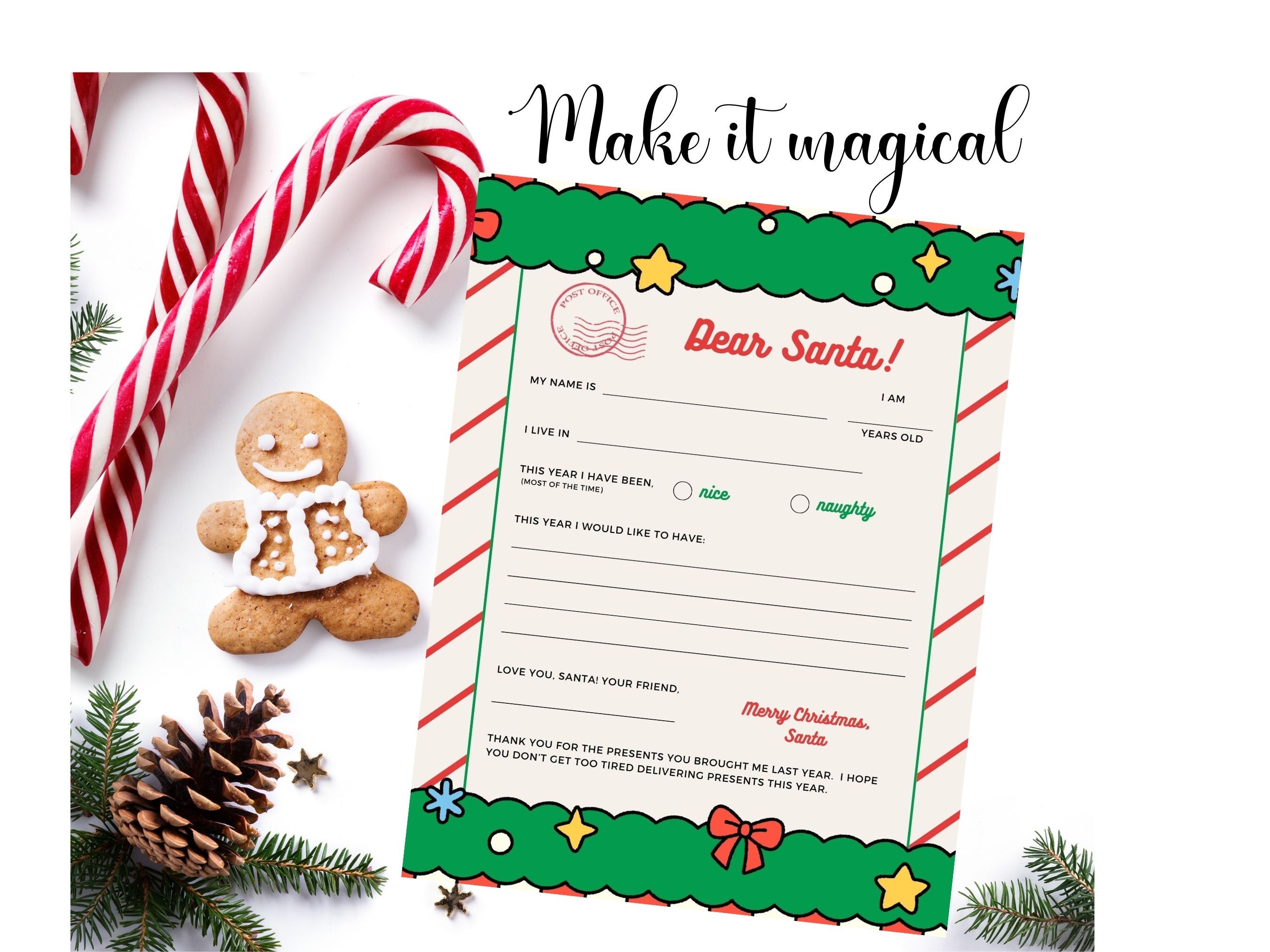 Printable Santa's Letter and Wish List for Kids Bundle, Christmas Fun ...