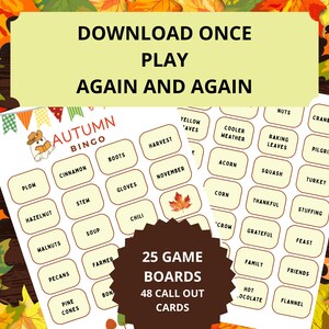 Fall Bingo Printables Autumn Bingo-kids Activity and Family Fun ...