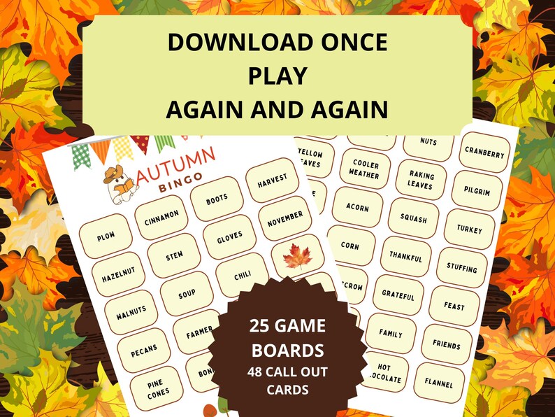 Fall Bingo Printables Autumn Bingo-kids Activity and Family Fun ...