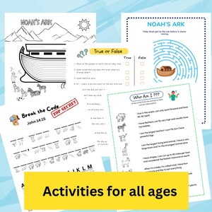 Noah's Ark Kids Bible Story Printable - Sunday School - Homeschool, Fun ...