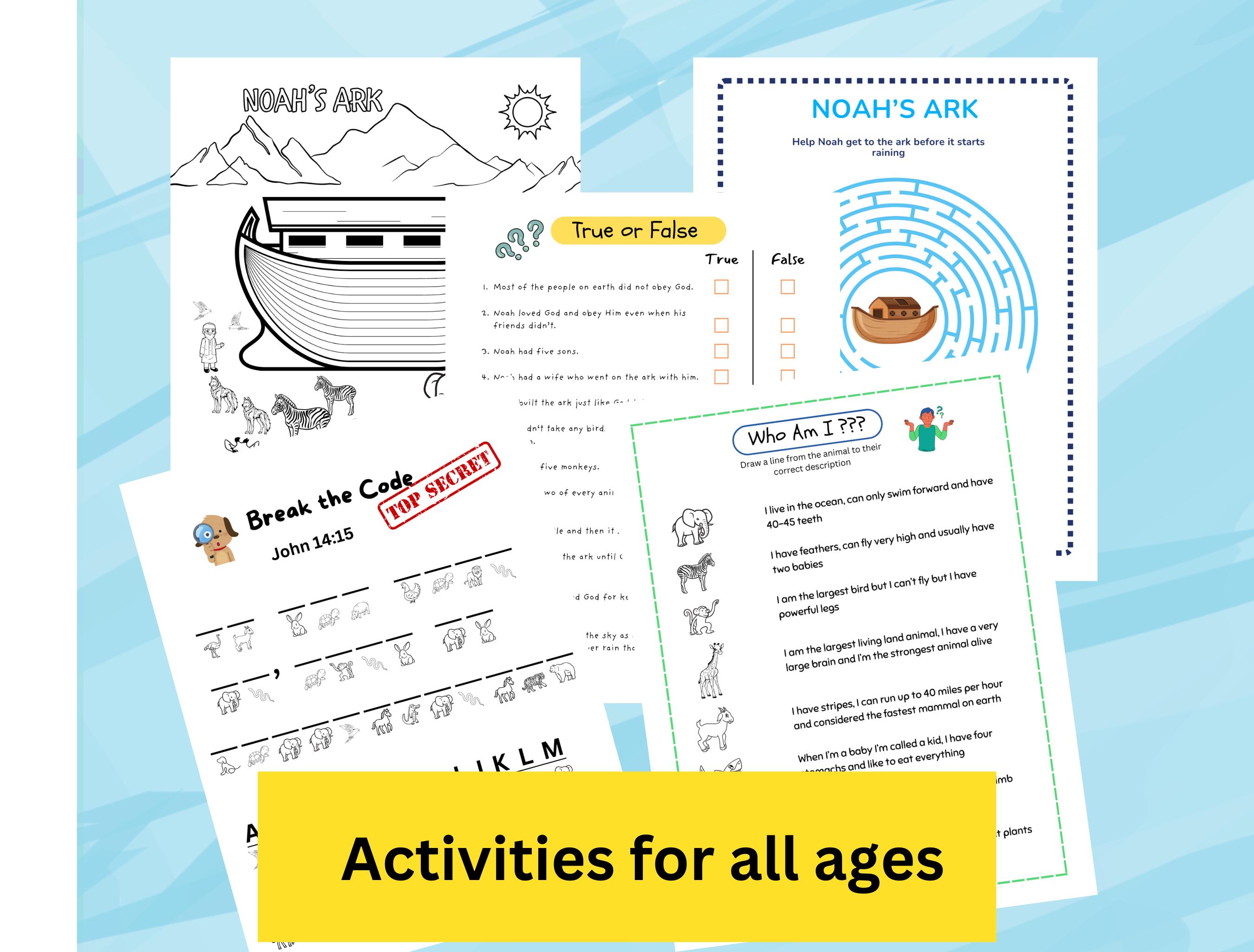 Noah's Ark Kids Bible Story Printable - Sunday School - Homeschool, Fun ...