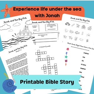 Jonah and the Whale Big Fish Bible Story, Printable Narrative, Sunday ...