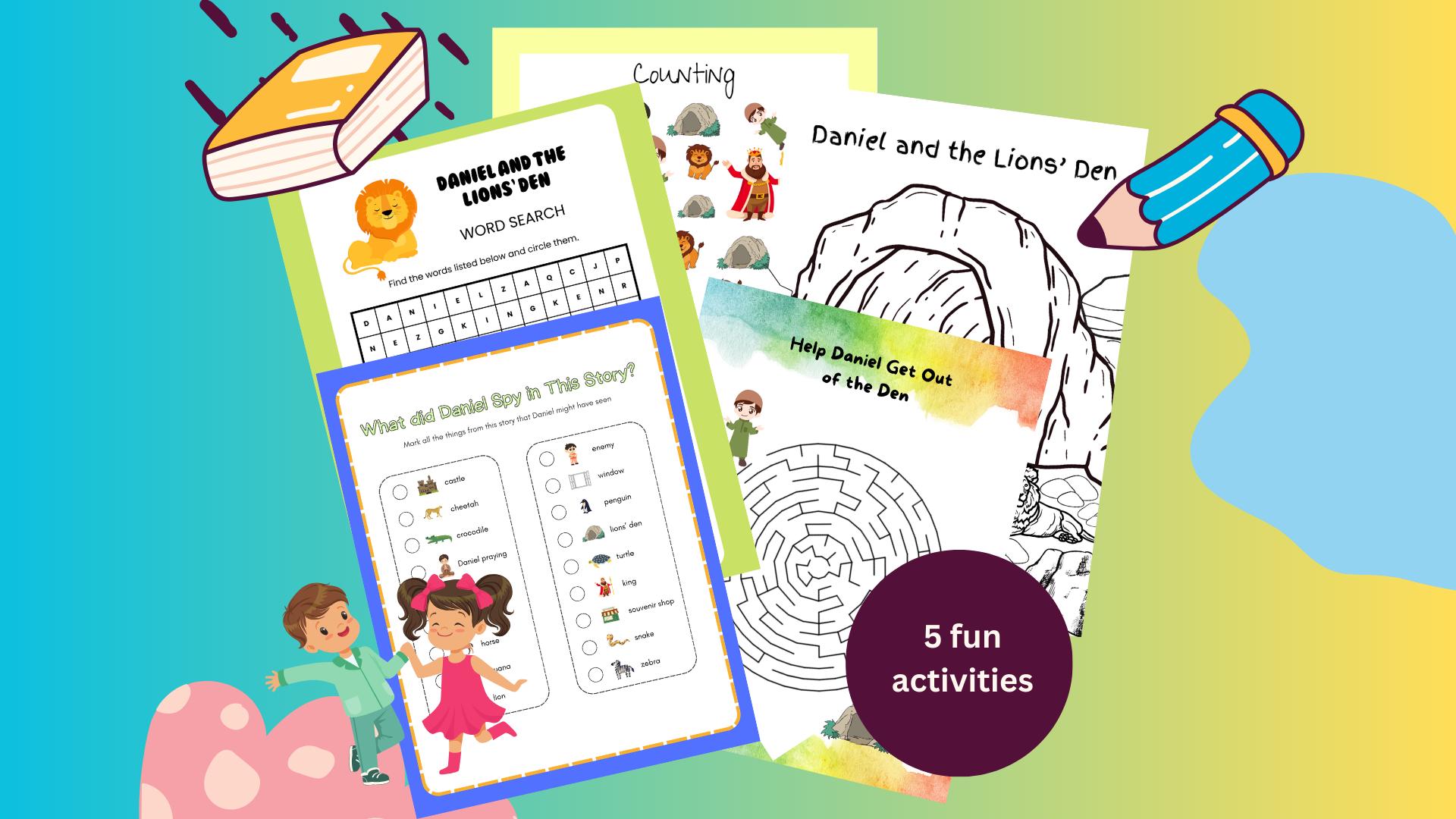 Daniel and Lions' Den Printable Interactive Kids Bible Story - Fun Kids ...