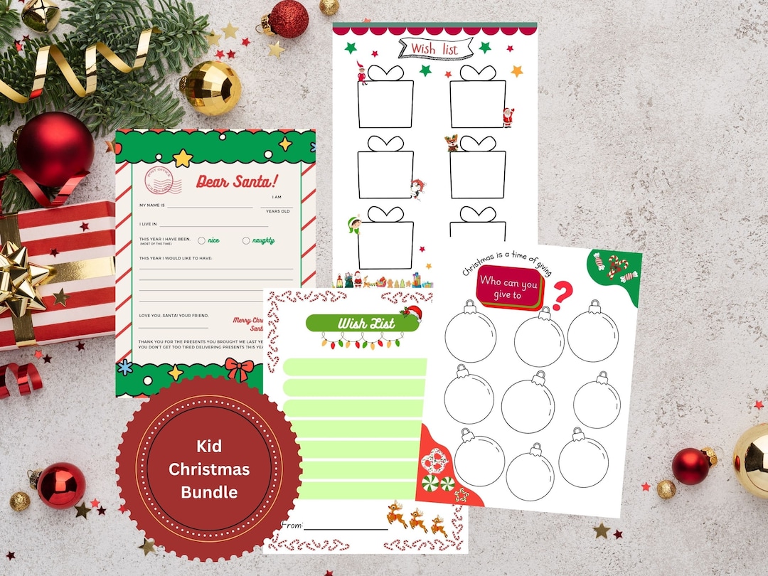 Printable Santa's Letter and Wish List for Kids Bundle, Christmas Fun ...