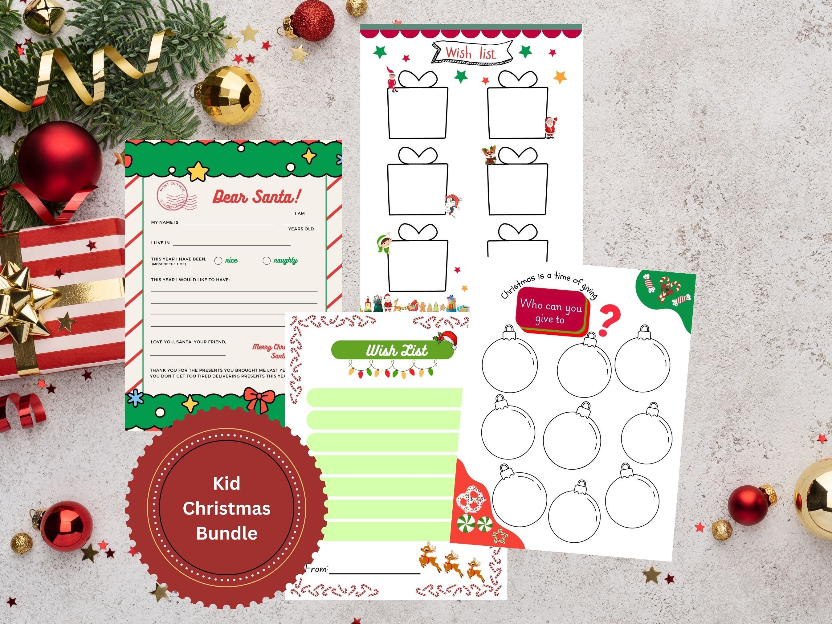Printable Santa's Letter and Wish List for Kids Bundle, Christmas Fun ...