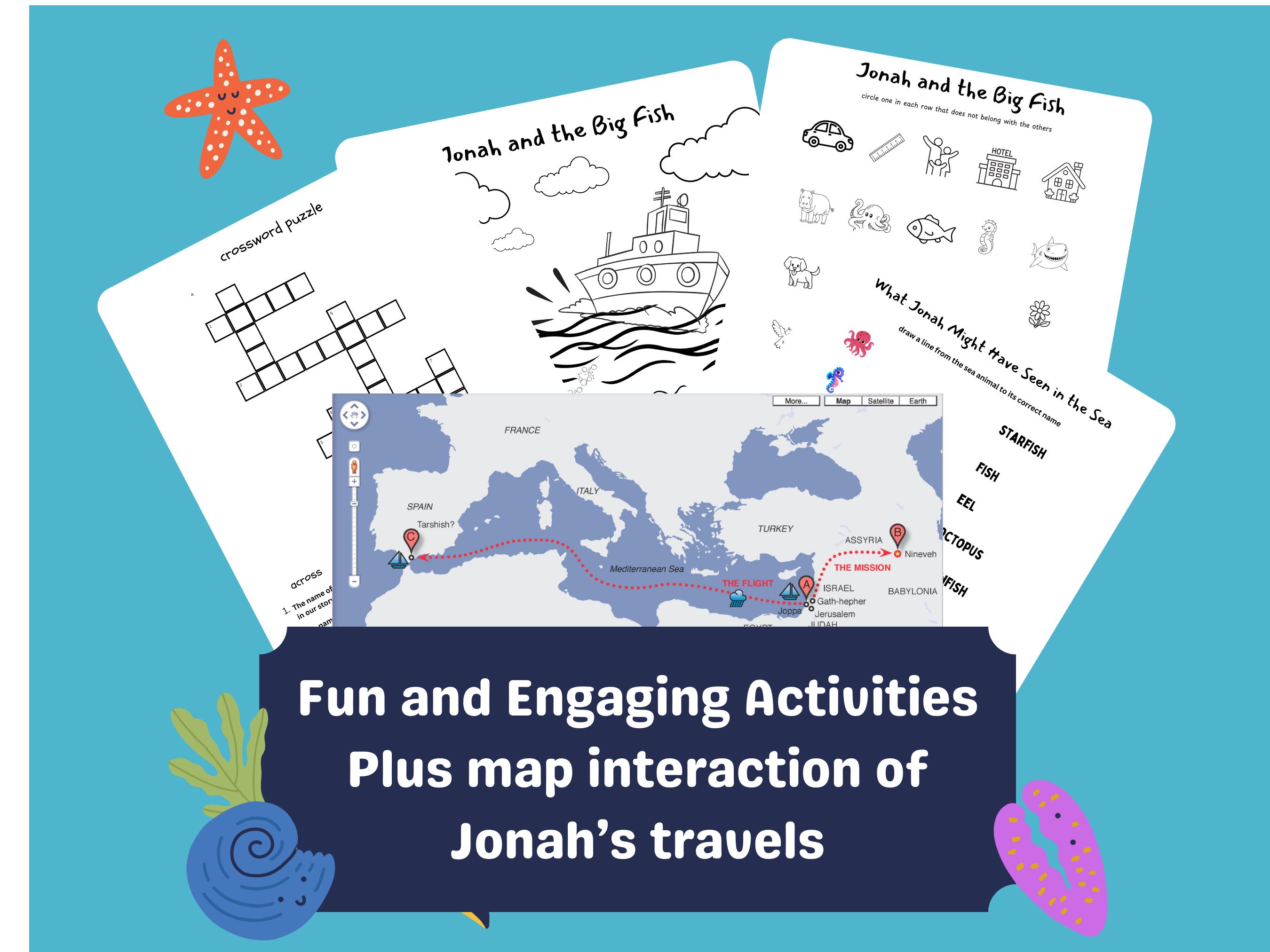 Jonah and the Whale Big Fish Bible Story, Printable Narrative, Sunday ...