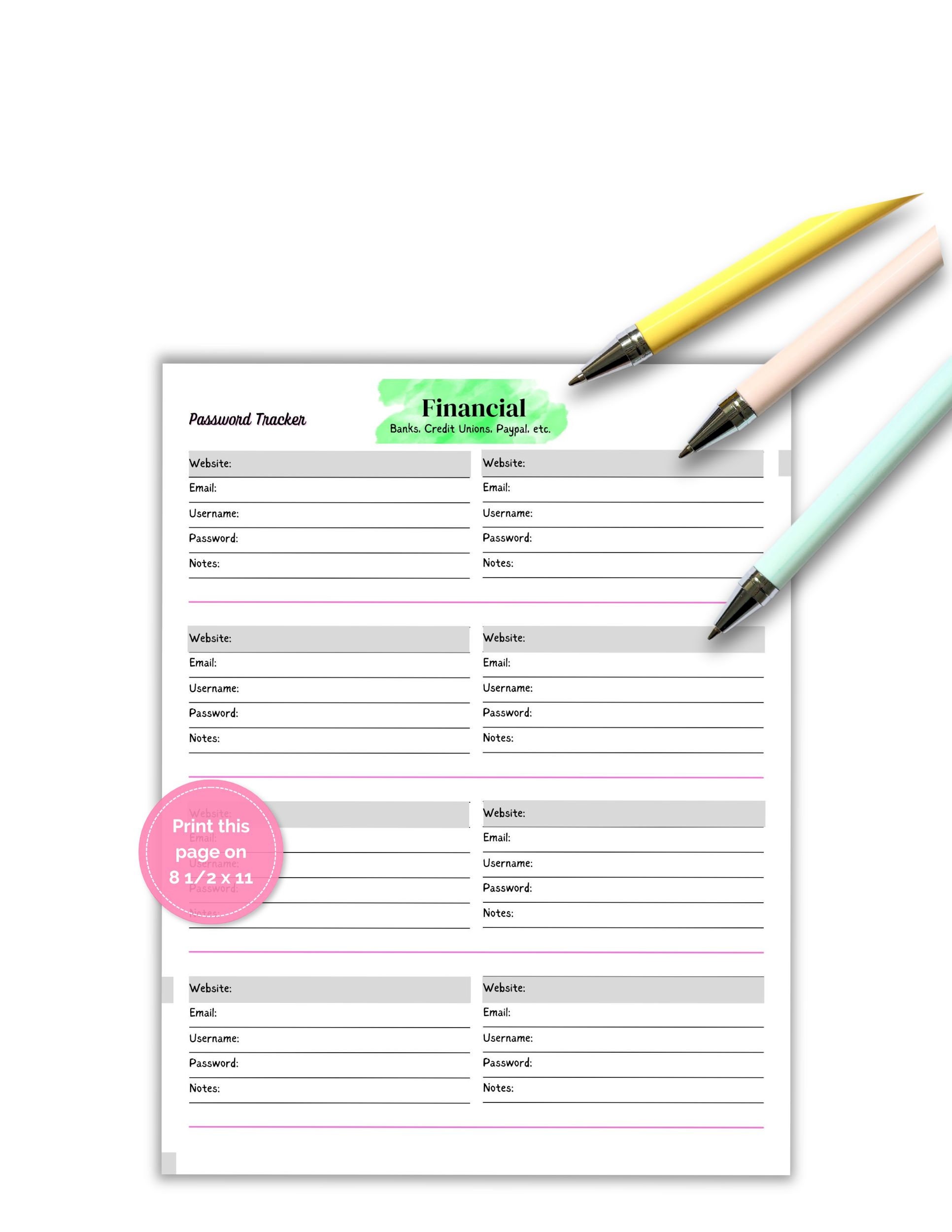 Printable Password Tracker BUNDLE, Password Tracker, Password Log ...