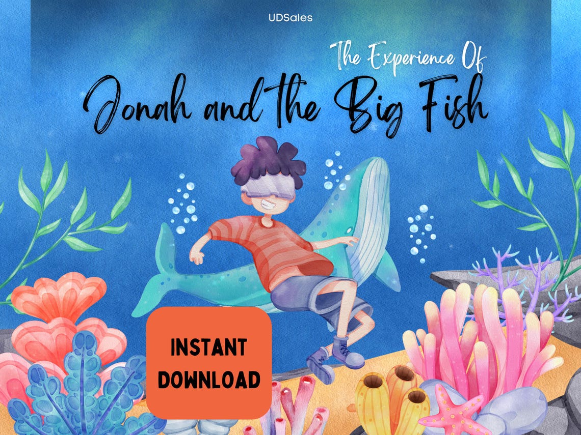 Jonah and the Whale Big Fish Bible Story, Printable Narrative, Sunday ...