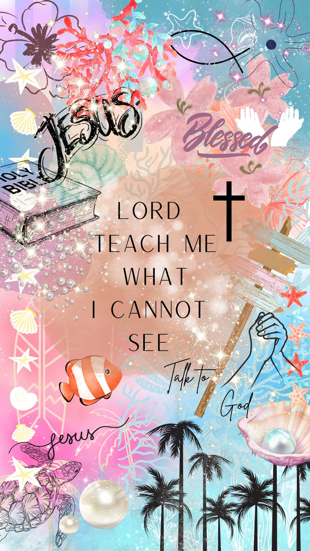 Beach Themed Wallpaper, Scripture, Art, Collage - Etsy