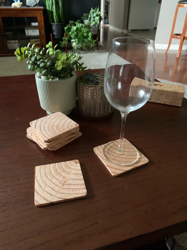Natural Wood Coaster (6 Pack) - Etsy