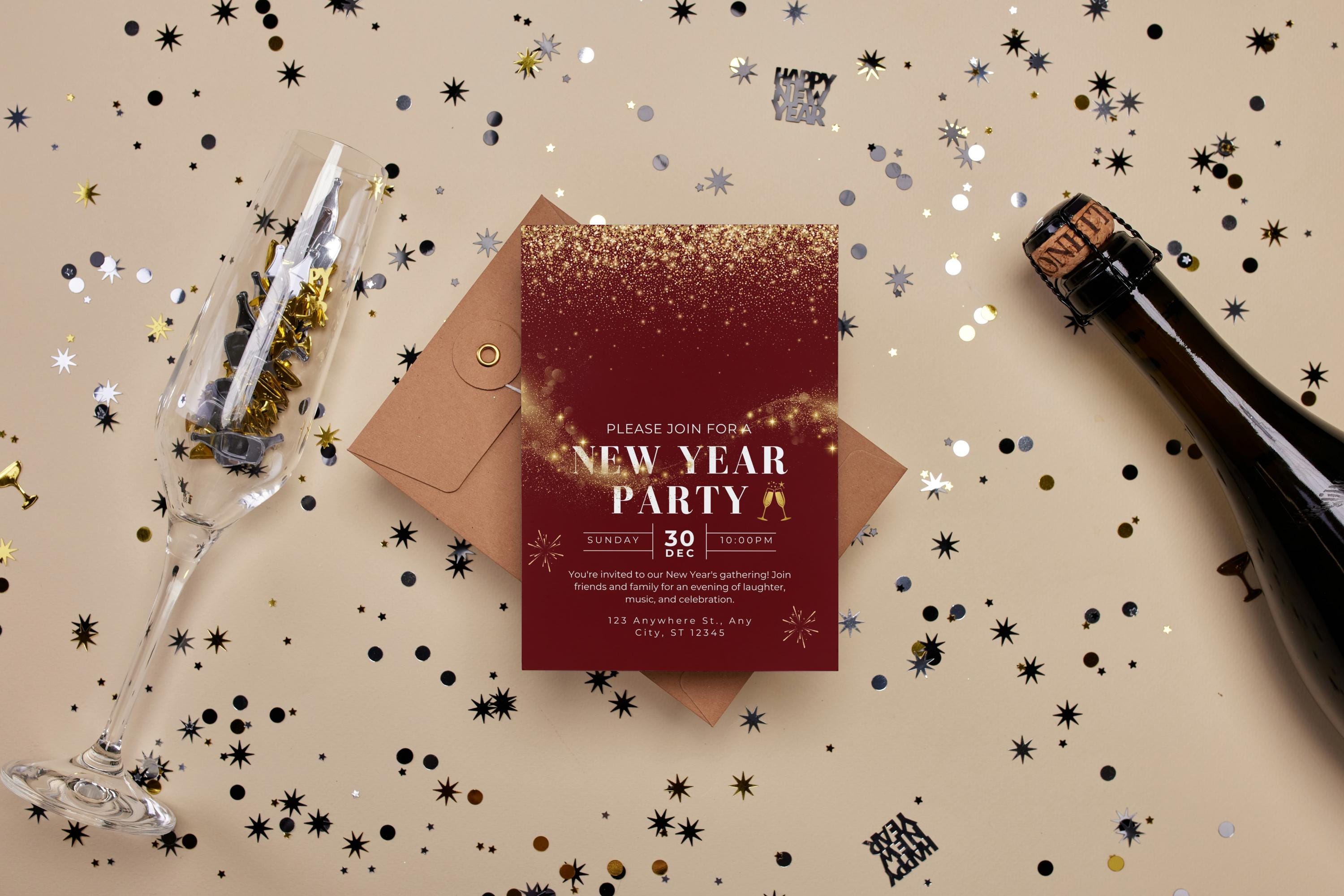Editable New Years Eve Party Invitation NYE Party Invitation Template ...