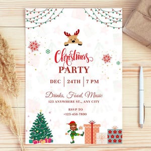Christmas Party Invitation Card | Digital Download Printable - Etsy