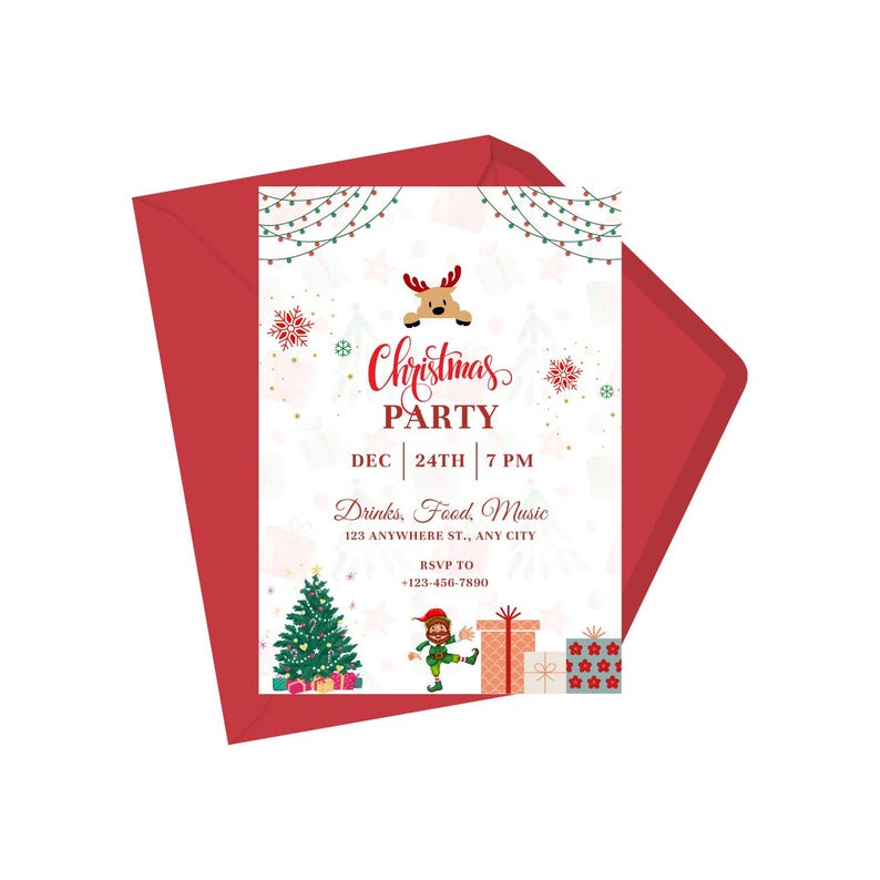 Christmas Party Invitation Card | Digital Download Printable - Etsy