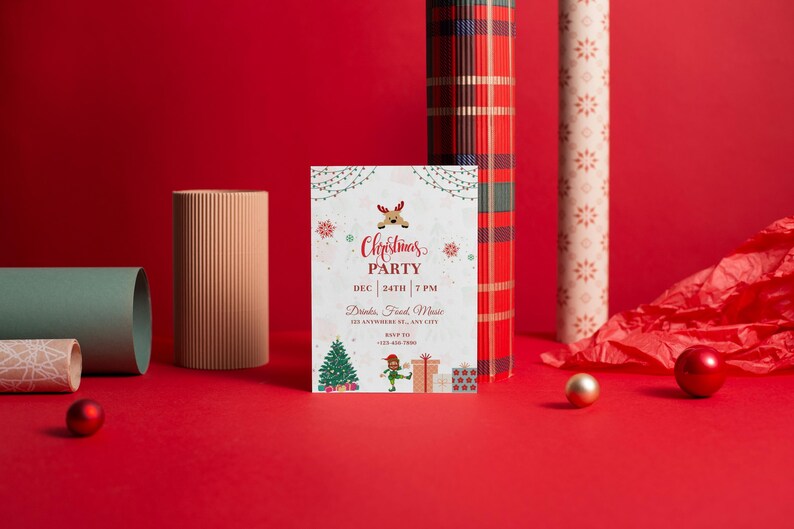 Christmas Party Invitation Card | Digital Download Printable - Etsy