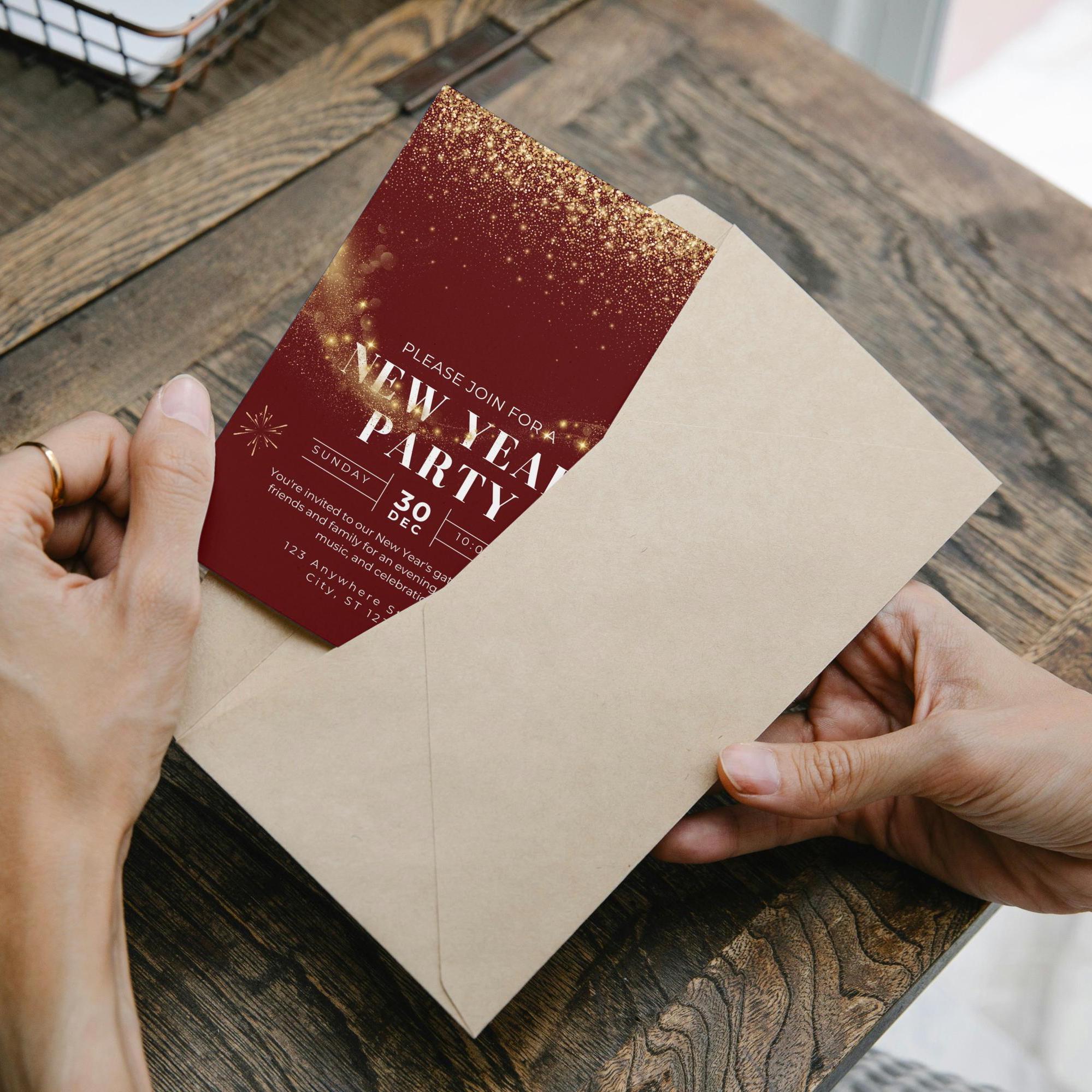 Digital New Years Eve Party Invitation | NYE Celebration Invite | Red ...