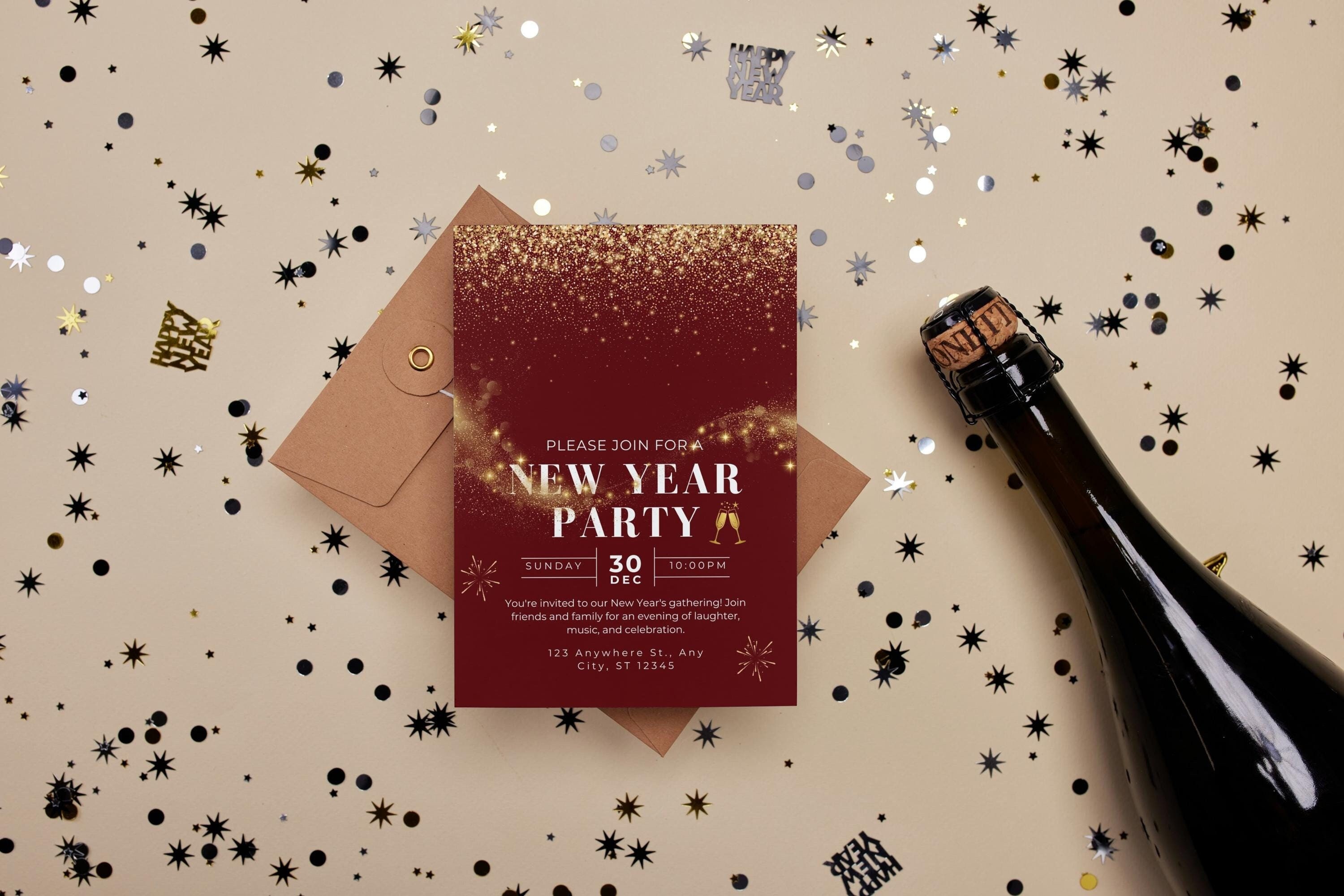 Editable New Years Eve Party Invitation NYE Party Invitation Template ...