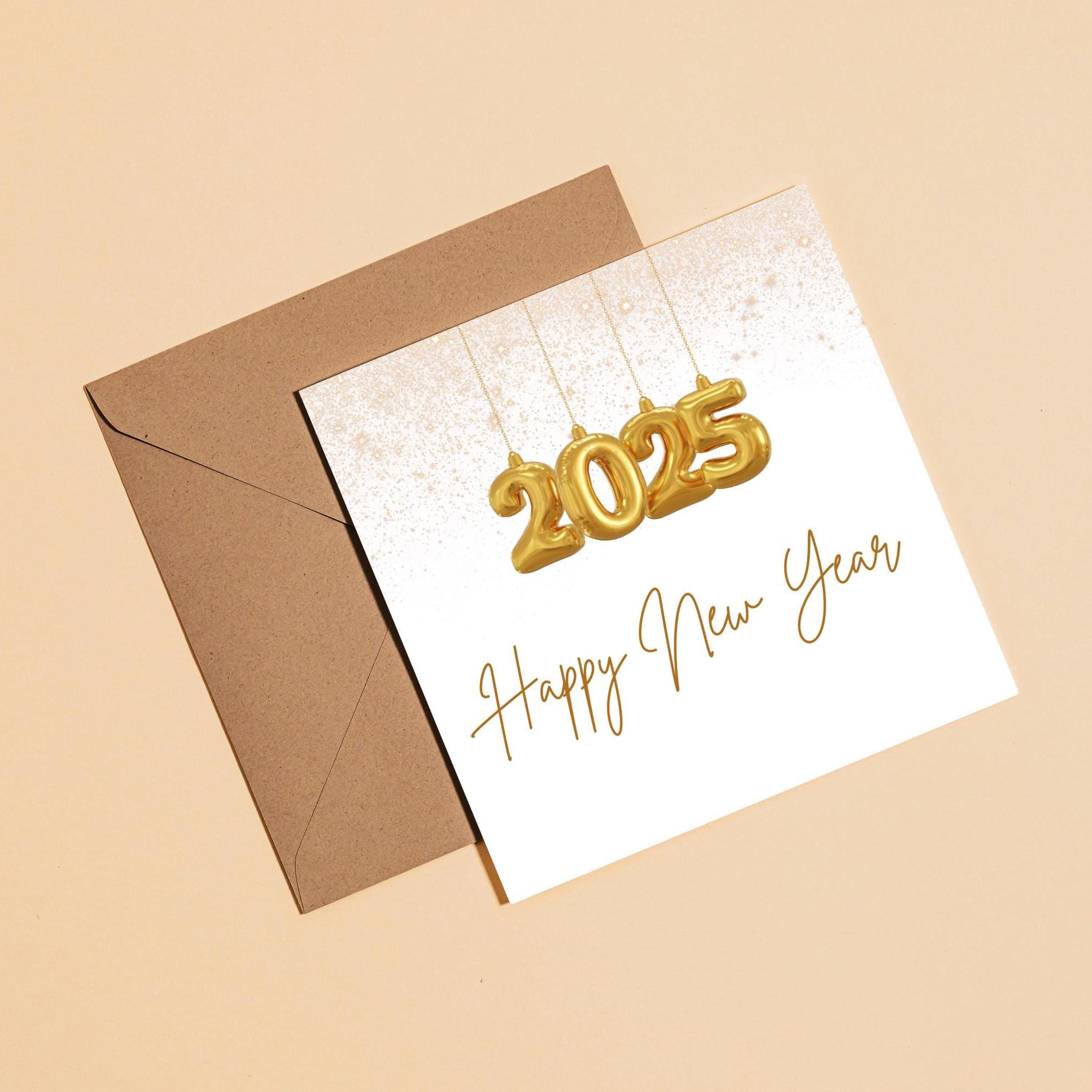 New Year Card | Happy New Year Card 2025 | Gold New Year Card | Holiday ...