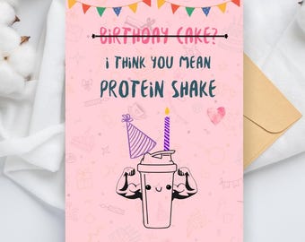 Protein and Deadlifts - Happy Birthday Card, Training Card, Gym Card ...