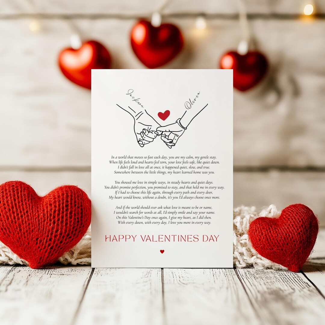 Valentines Day Printable Love Poem,personalized Names Card for Him Her ...