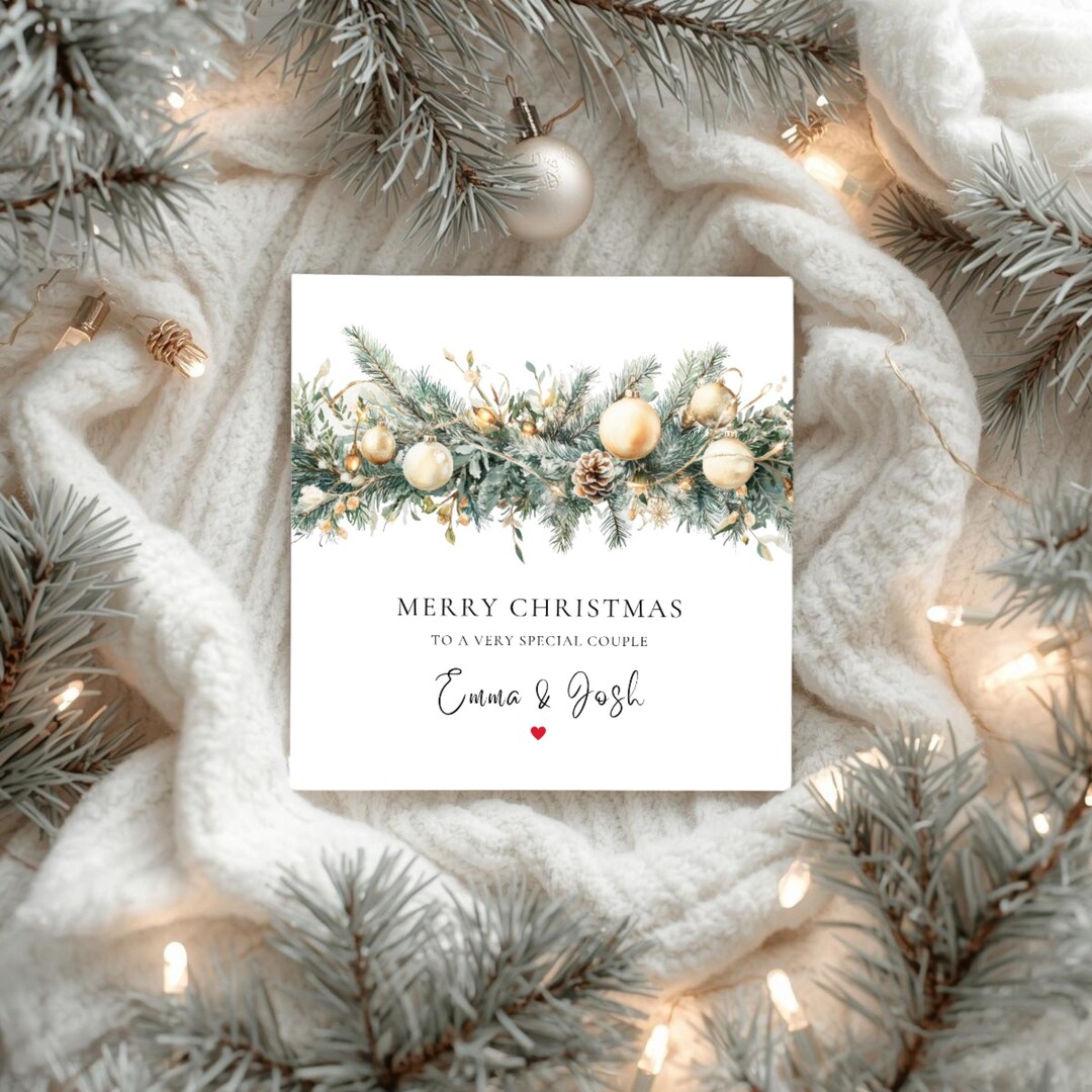Elegant Christmas Card for Couple, Personalised Christmas Card, Special ...