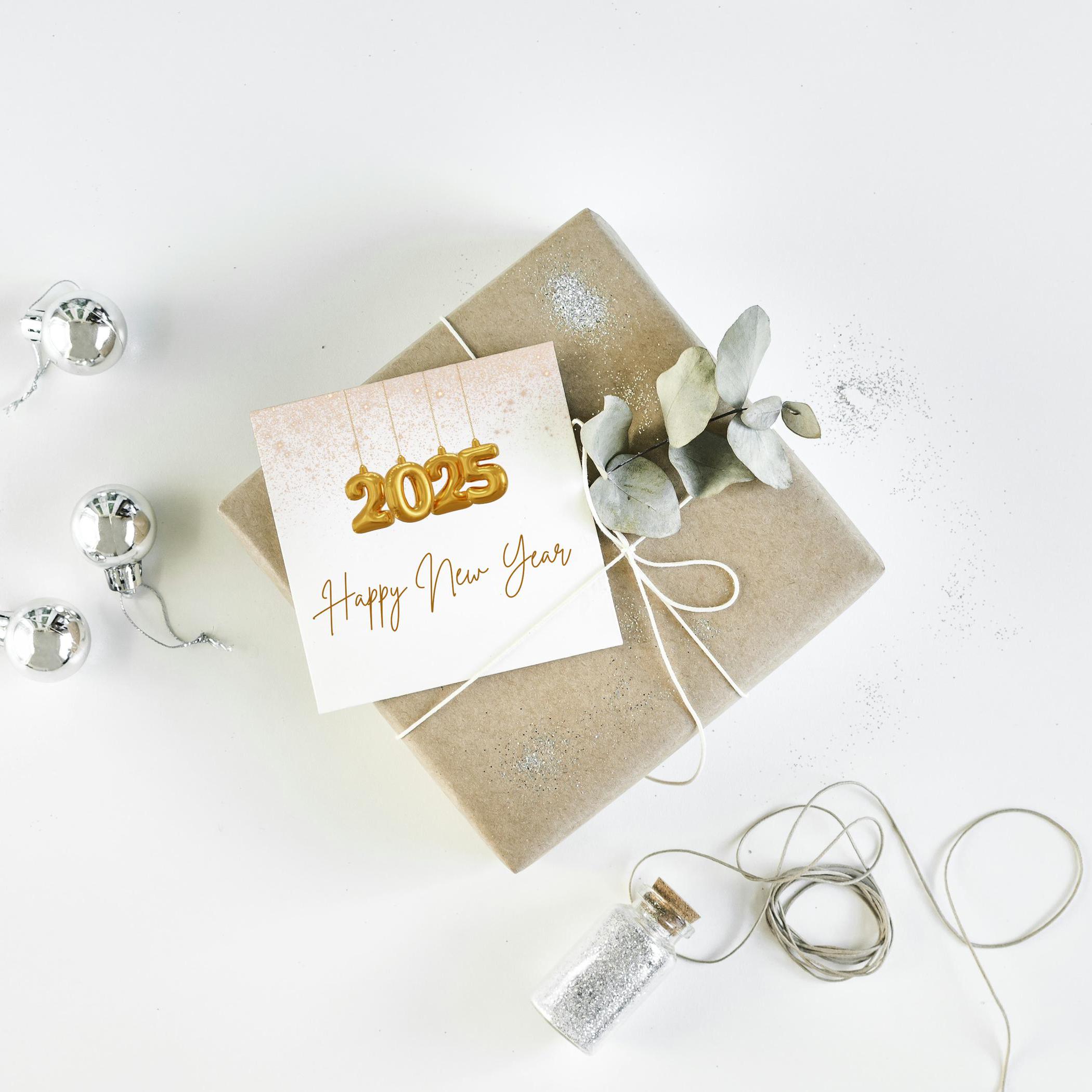 New Year Card | Happy New Year Card 2025 | Gold New Year Card | Holiday ...