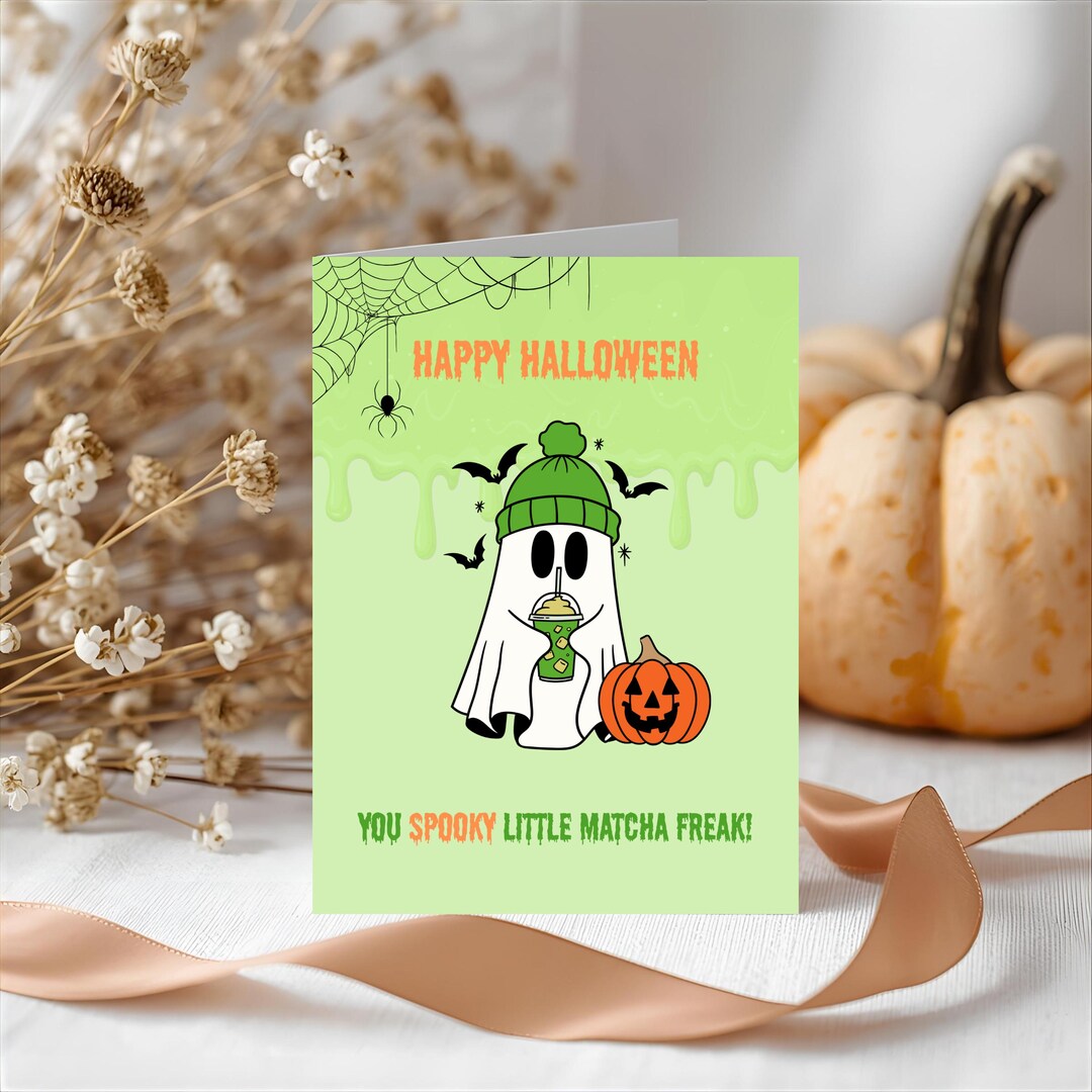 Matcha Halloween Card | Halloween Card for Matcha Lovers | Matcha Card ...