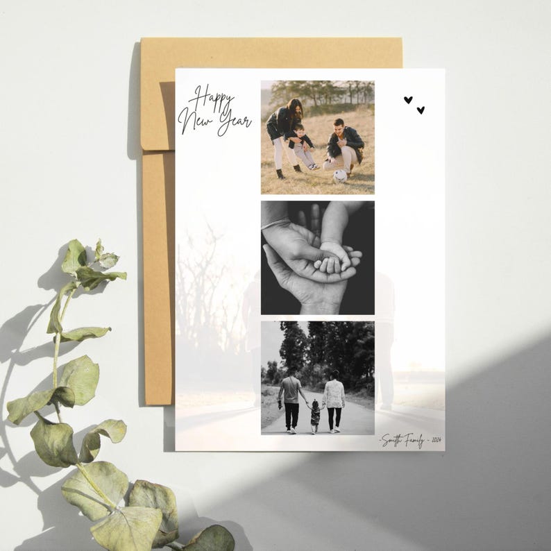 Editable New Year Photo Card Template Modern Minimalist Happy New Year ...