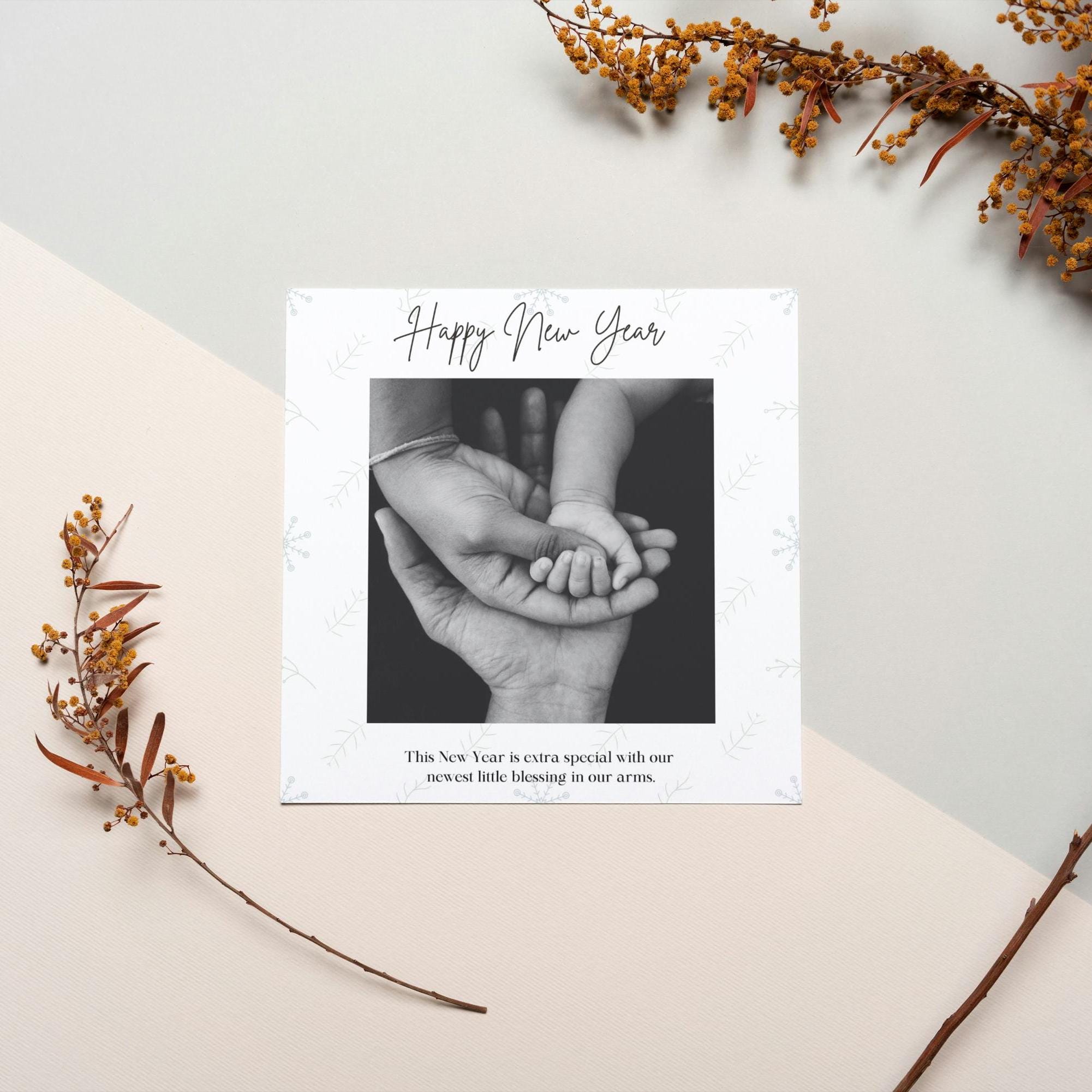 Editable New Year Photo Card Template | Modern Minimalist Happy New ...