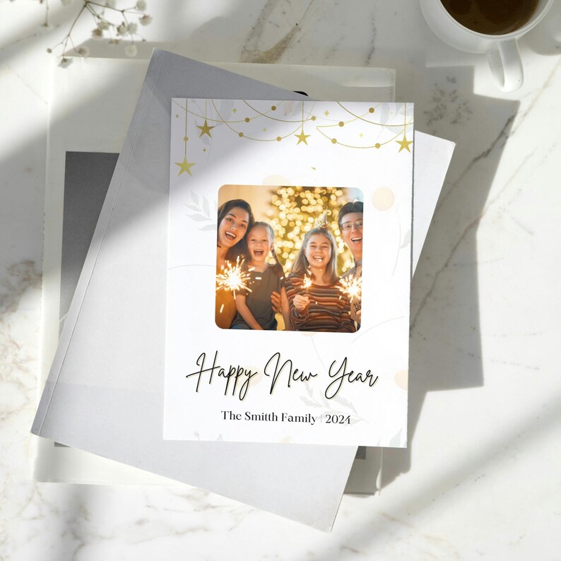 Editable New Year Photo Card Template Modern Minimalist Happy New Year ...