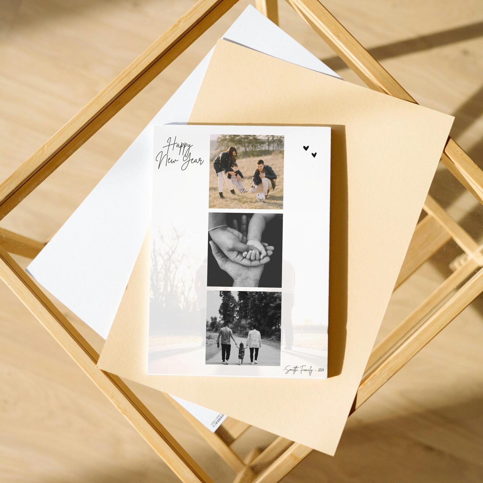 Editable New Year Photo Card Template | Modern Minimalist Happy New ...