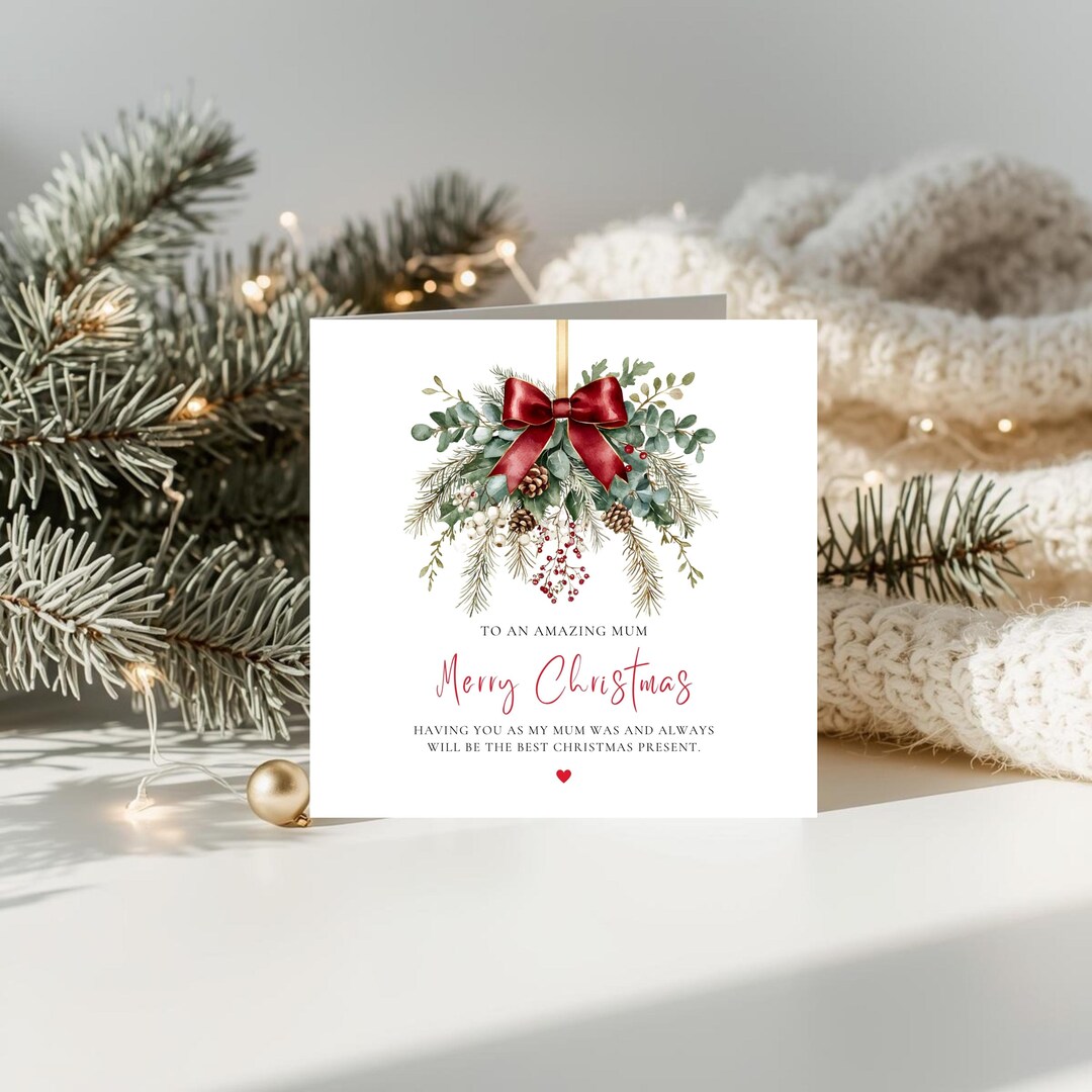 Christmas Card for Mom, Heartfelt Message for Mum, Holiday Card for Mum ...