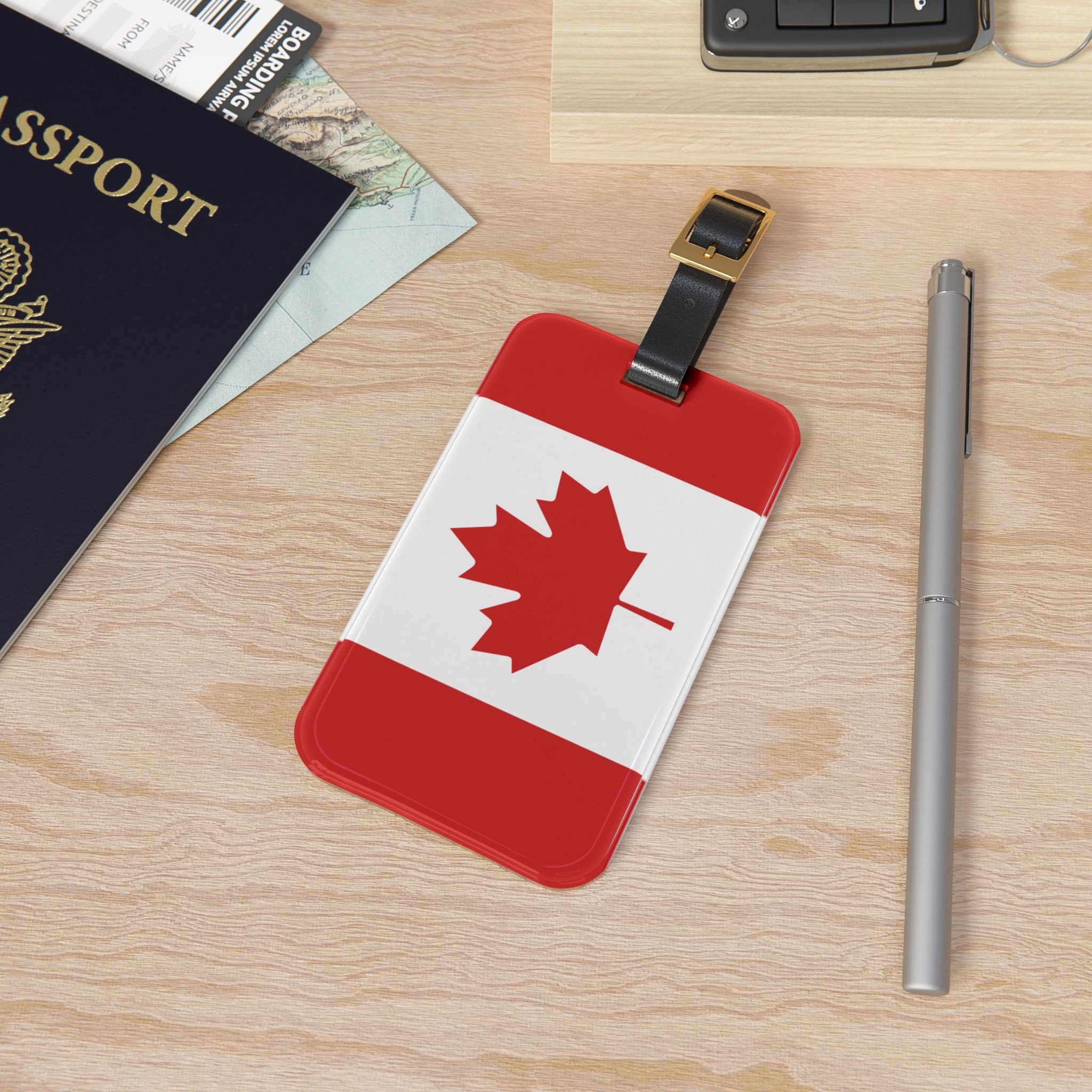 Canada Flag Luggage Tag Premium Leather Strap Stylish Acrylic Tag ...