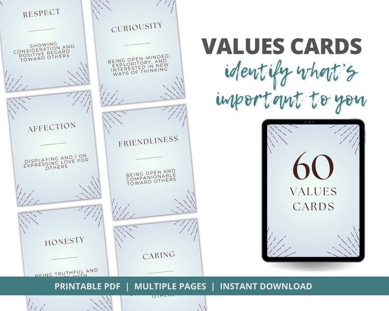 Personal Values Card Deck - Etsy