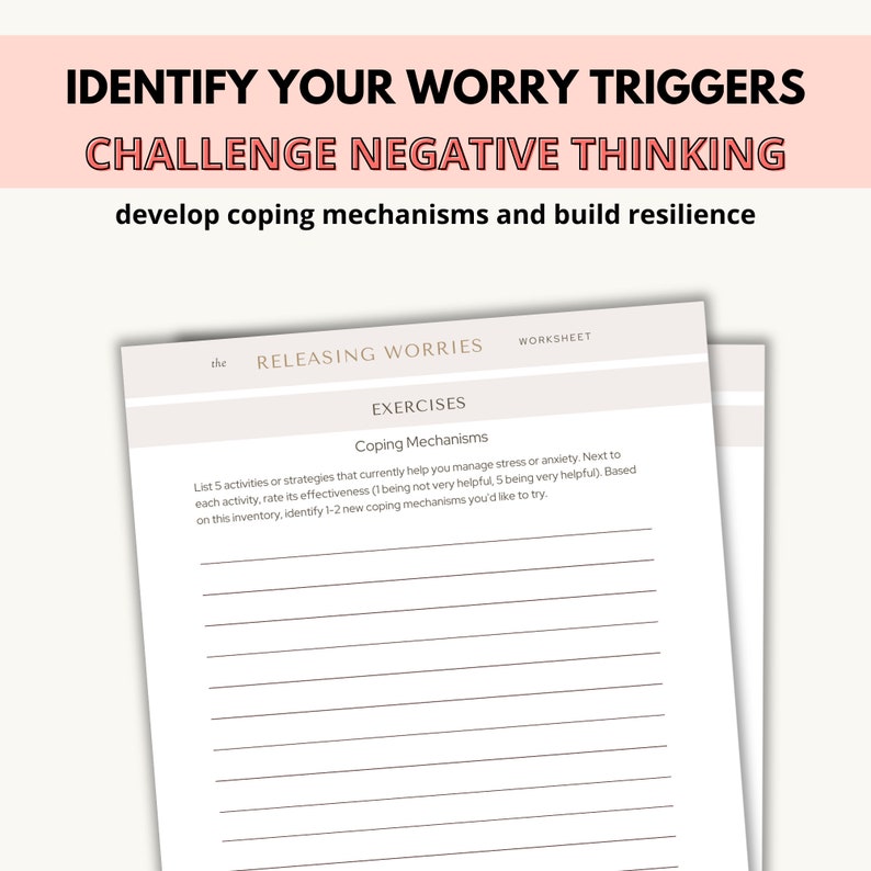 Releasing Worries Printable Worksheet, Anxiety Relief PDF, - Etsy