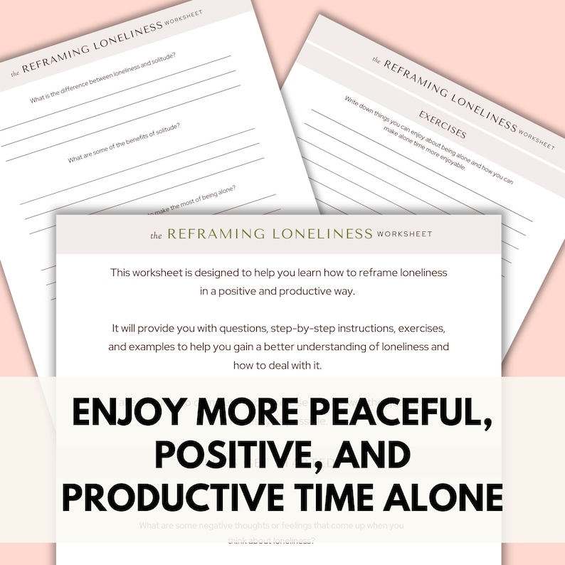 Reframing Loneliness Worksheet, Mental Health Printable, Positive ...