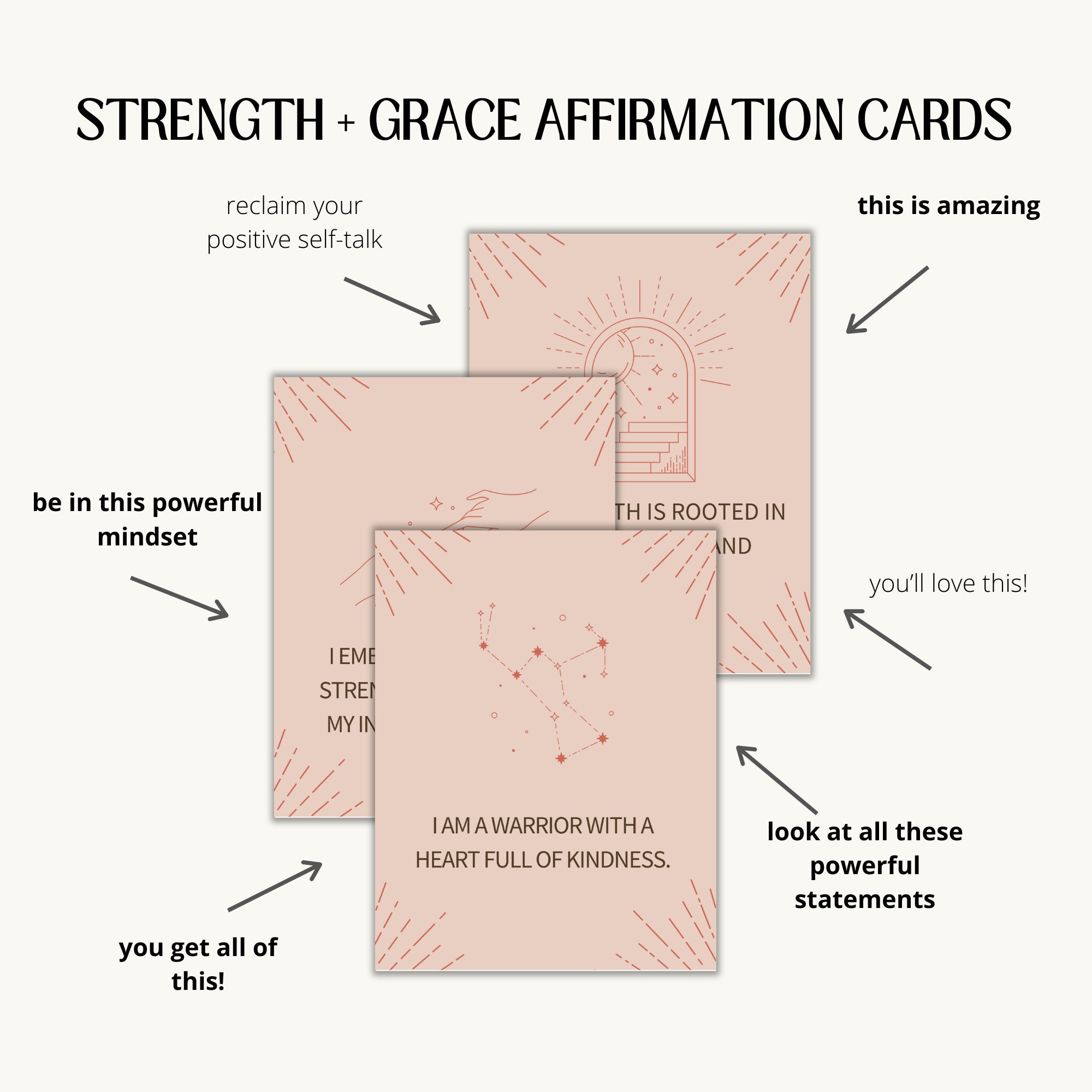 Strength & Grace Printable Affirmation Card Deck, Vision Board ...