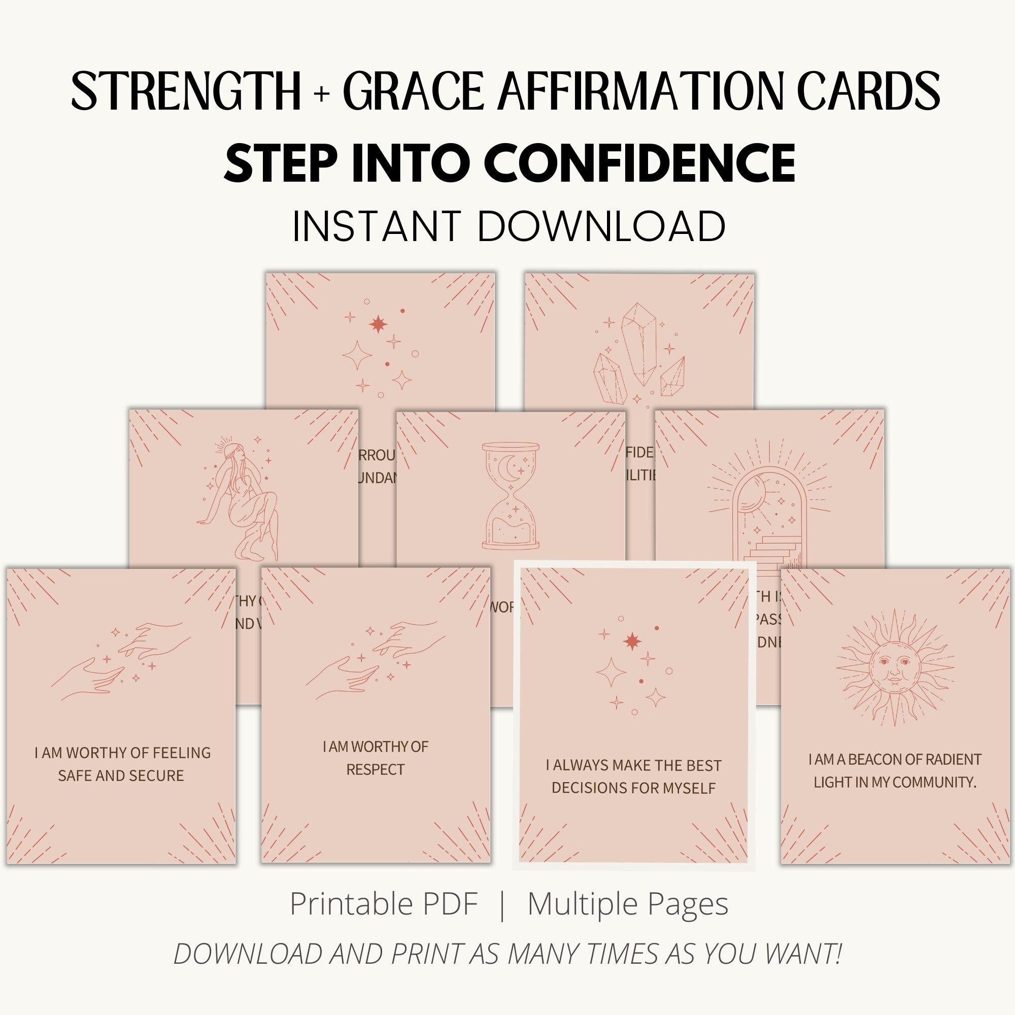 Strength & Grace Printable Affirmation Card Deck, Vision Board ...