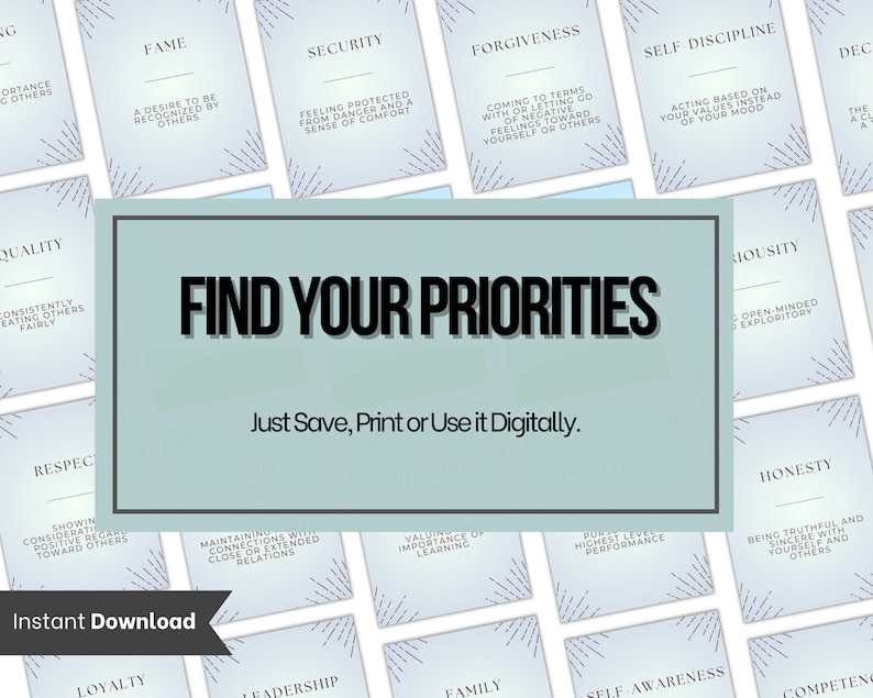 Personal Values Card Deck - Etsy