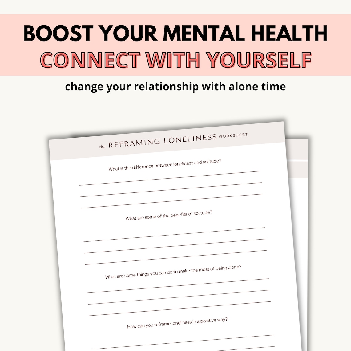 Reframing Loneliness Worksheet, Mental Health Printable, Positive ...
