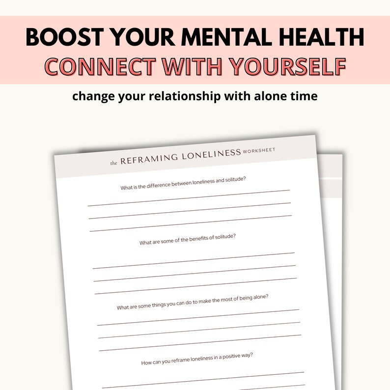 Reframing Loneliness Worksheet, Mental Health Printable, Positive ...