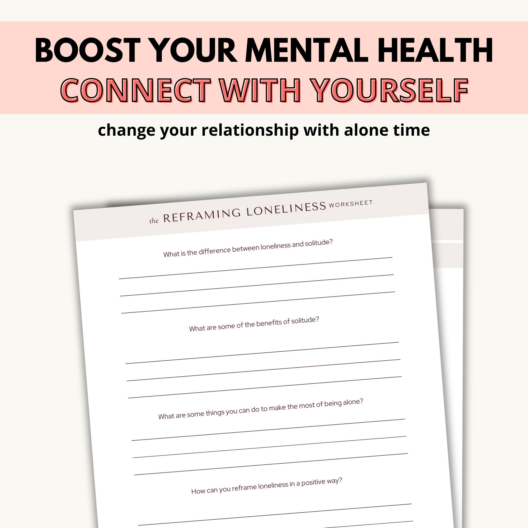 Reframing Loneliness Worksheet, Mental Health Printable, Positive ...