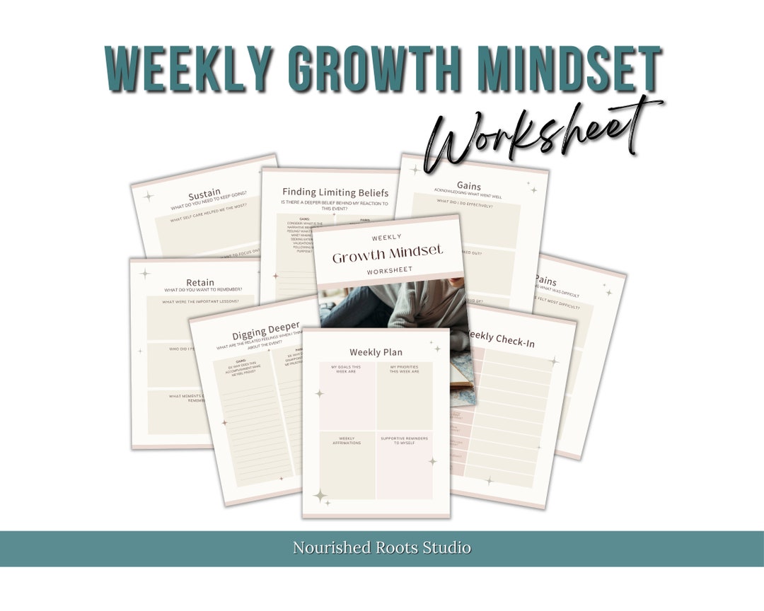 Weekly Growth Mindset Worksheet for Reflection and Resilience ...