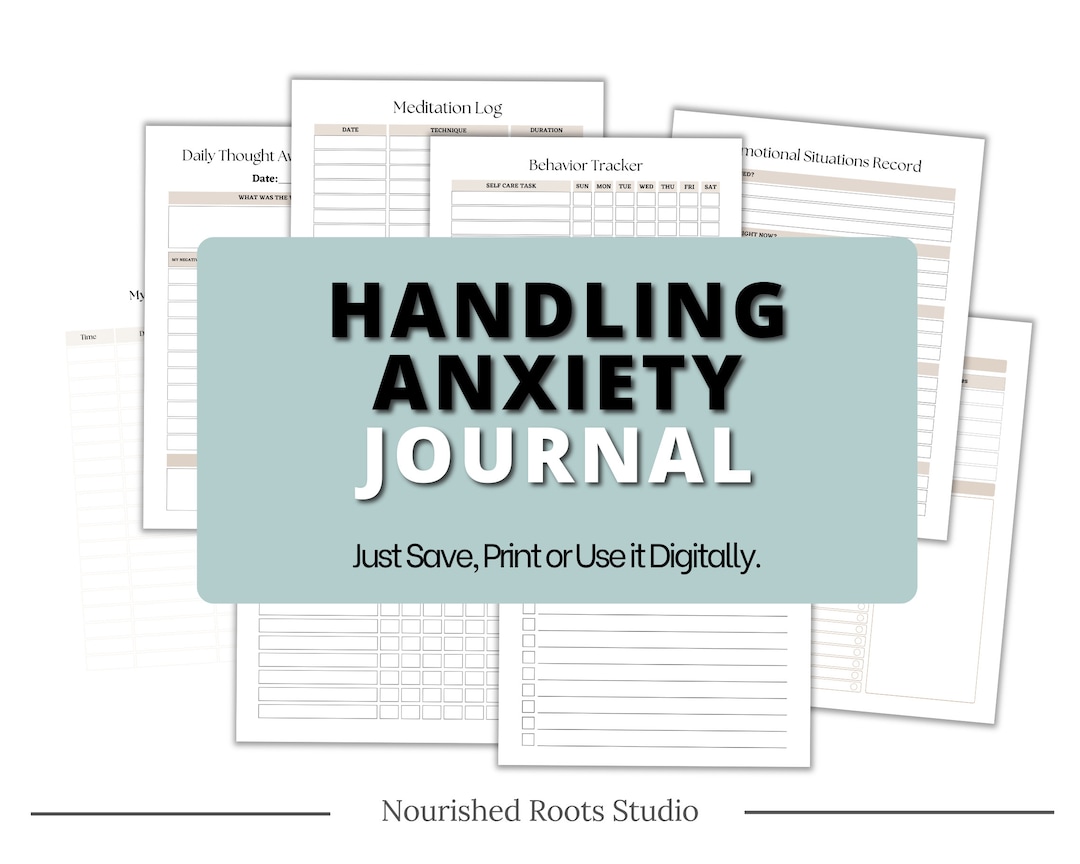 Handling Anxiety Printable Journal for Stress Relief, Mental Health PDF ...