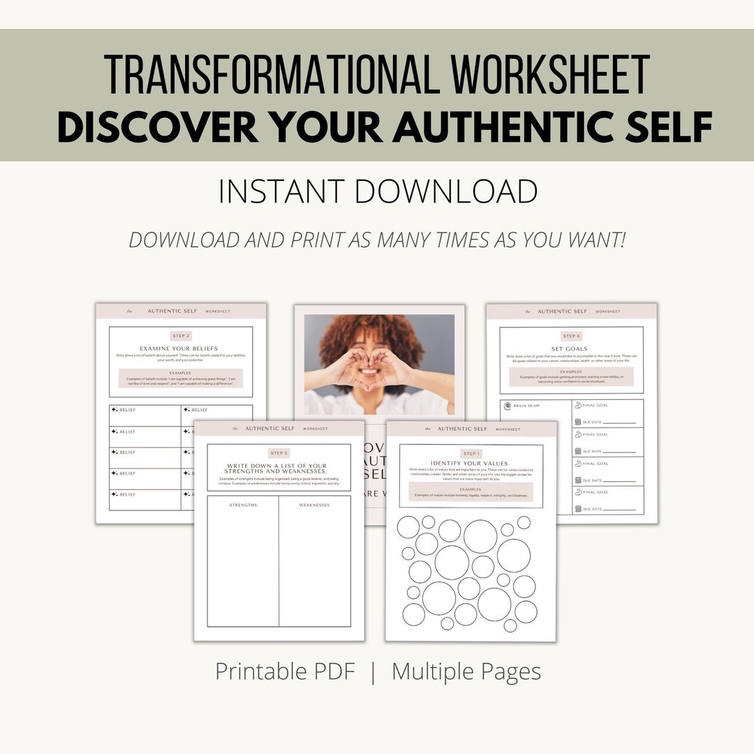 Discover Your Authentic Self Digital Download, Personal Truth PDF Worksheet, Life Purpose ...