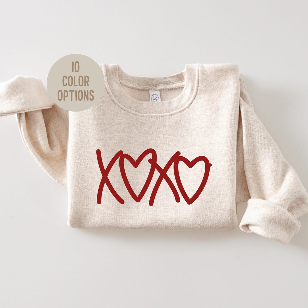 XOXO Kids Valentine Sweatshirt, Retro Heart Toddler Crewneck, Cute ...