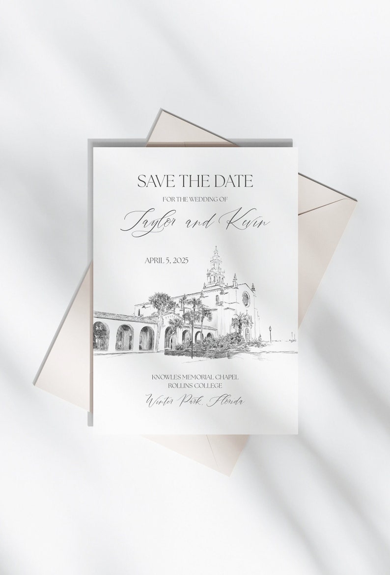 Save the Date Venue Sketch Custom Save the Date Drawing Venue ...