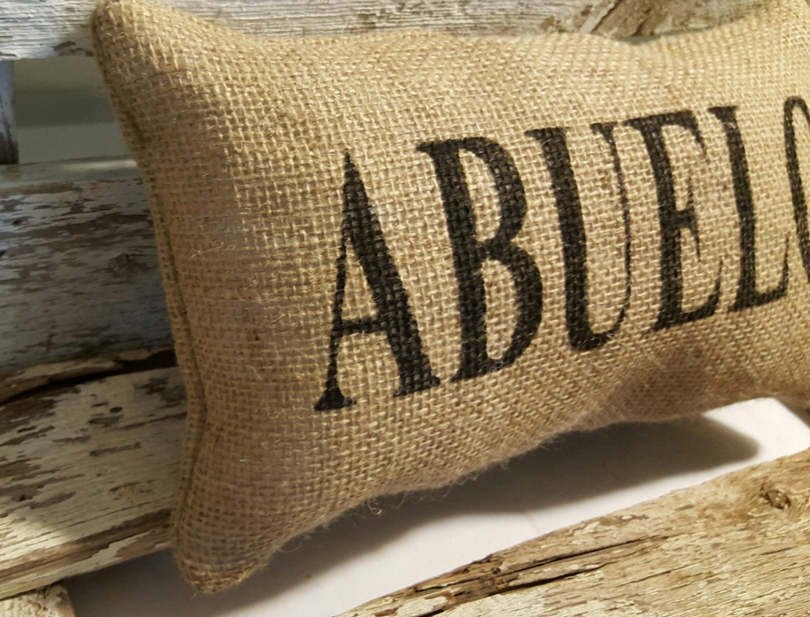 Burlap Abuelo 11" X 6" Stuffed Pillow Father's Day or Burlap Birthday ...