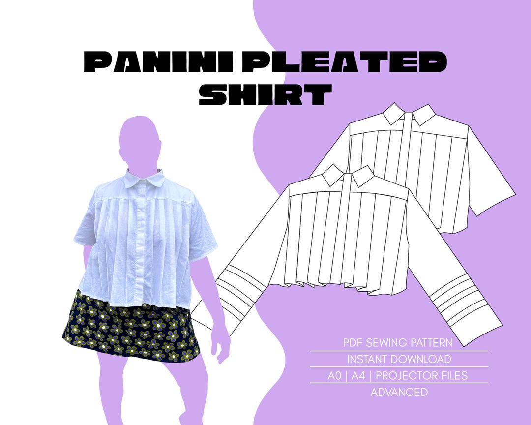 Panini Pleated Shirt PDF Advanced Sewing Pattern: All Around Pleat Top ...