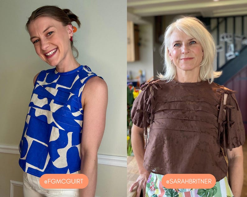 Cambia Top PDF Intermediate Sewing Pattern: Detachable Sleeve Design ...