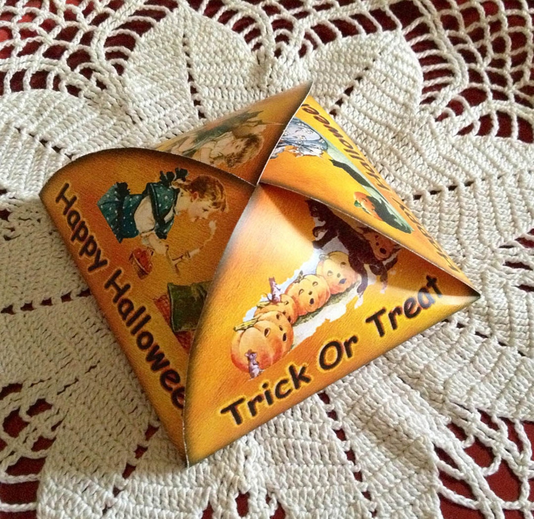 Trick or Treat-box Template With Tags- Fun Vintage Halloween Graphics ...